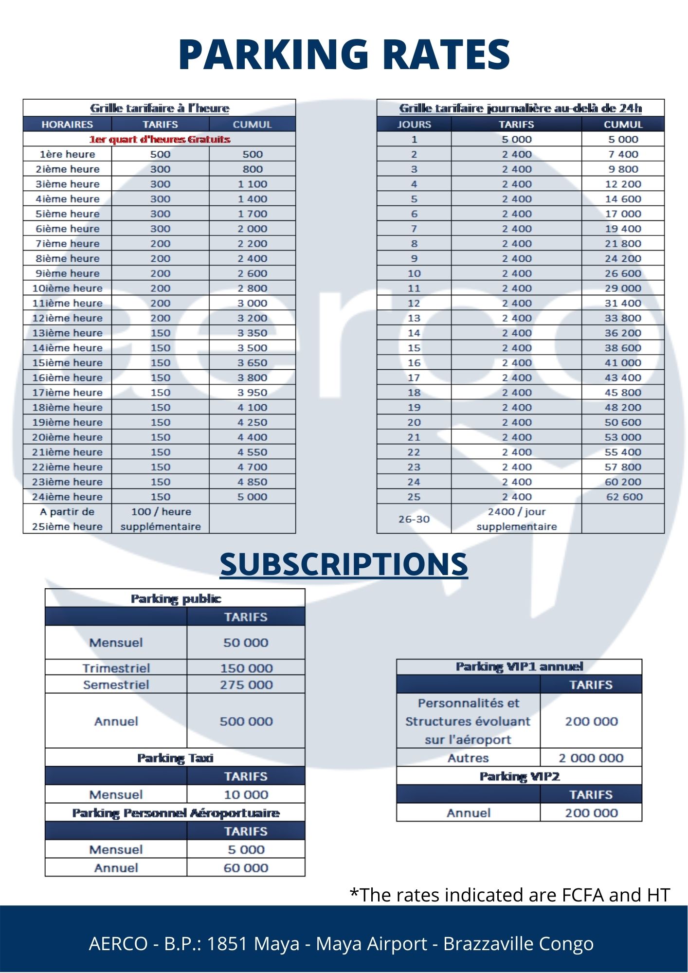 Paid Parking opening - BRAZZAVILLE INTERNATIONAL AIRPORT